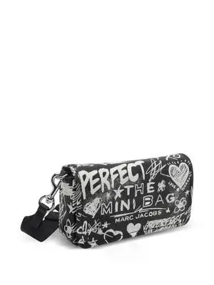 Marc Jacobs Leather Crossbody Bag With Scribble Print - Black