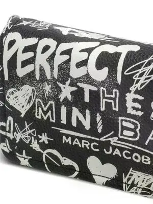 Marc Jacobs Leather Crossbody Bag With Scribble Print - Black