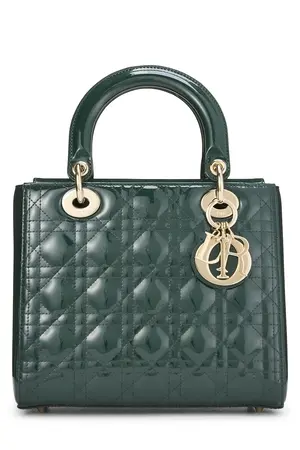 Dior Cannage Quilted Patent Leather Lady Medium - Green