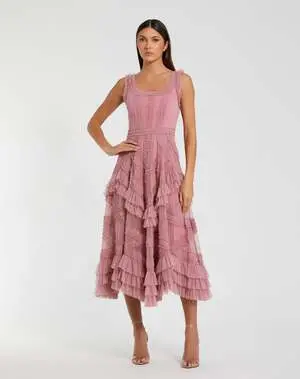 Ruffled Midi Cocktail Dresses