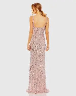Mac Duggal Petite Sequined Low Back Slip Gown
