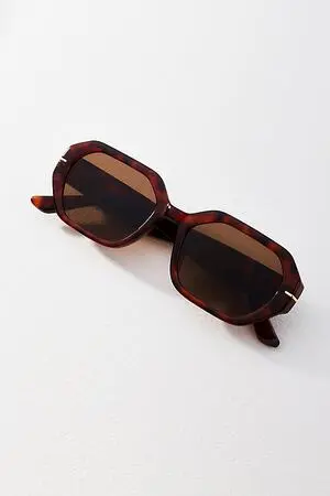 I SEA I-sea Geometric East West Rectangle Sunglasses - Bronze Leopard
