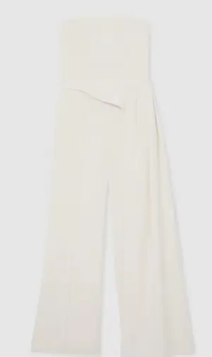 REISS Strapless Drape Wide-leg Jumpsuit - Ivory