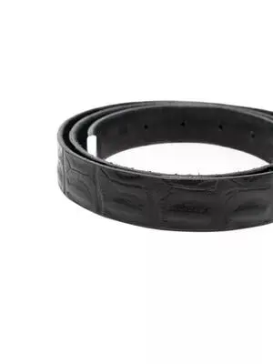 Eleventy Crocodile-effect Silver-tone Belt - Black
