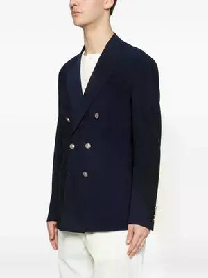 Eleventy Double-breasted Pocket Jacket - Blue