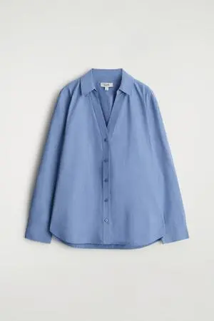 Cos Open-collar Cotton-poplin Shirt - Blue