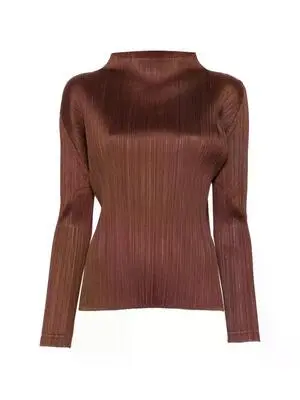 Issey Miyake Pleated Top - Brown