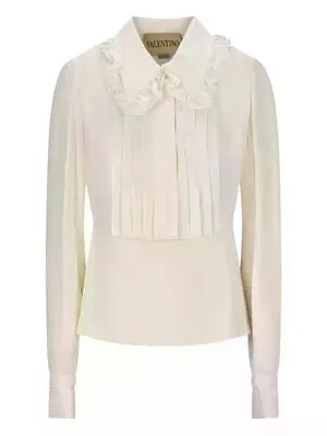 Valentino Garavani Ruffled Pleated Top - Neutrals