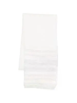 Eleventy Striped-pattern Fringed Scarf - White