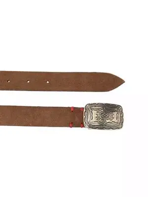 Eleventy Engraved Buckle Leather Belt