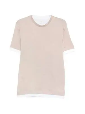 Eleventy Layered Crewneck T-shirt - Neutrals