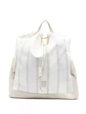 Eleventy Striped-pattern Drawstring Backpack - White