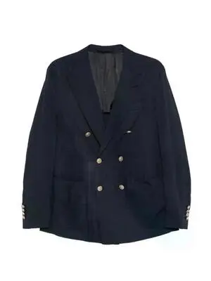 Eleventy Double-breasted Check Jacket - Blue