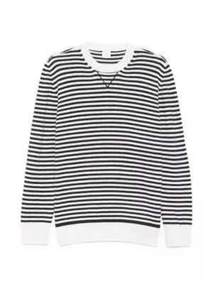 Eleventy Striped Round Neck Sweater - Black