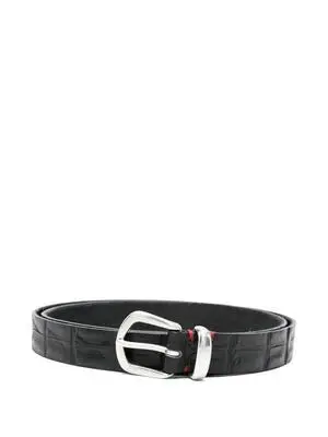 Eleventy Crocodile-effect Silver-tone Belt - Black