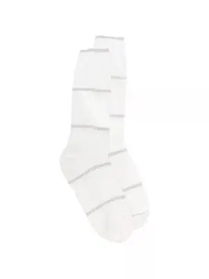 Eleventy Striped Socks - White