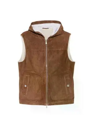 Eleventy Hooded Pocket Gilet - Brown