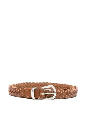 Eleventy Braided Leather Belt - Neutrals