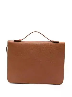 Eleventy Zipped Leather Laptop Bag - Brown