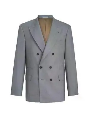 Brunello Cucinelli Virgin-wool And Silk Lightweight Hopsack One-and-a-half Breasted Blazer - Grey
