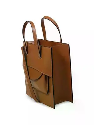 HIDESINS Flap Leather Tote Bag - Brown