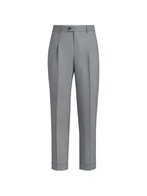 Brunello Cucinelli Virgin-wool And Silk Lightweight Hopsack Trousers With Pleat - Grey