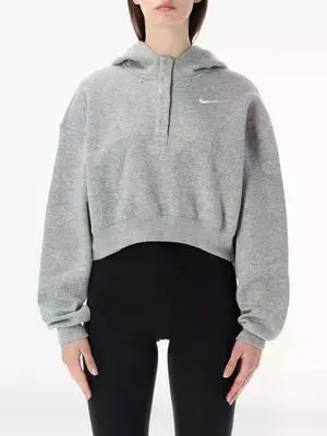 Nike Button Crop Hoodie - Grey