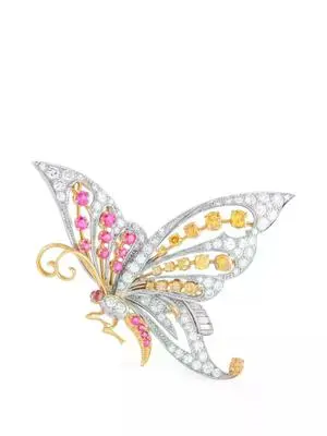 LB EXCLUSIVE Ruby Diamond Butterfly Brooch - Silver