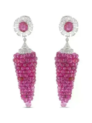 LB EXCLUSIVE White Gold Diamond And Ruby Earrings - Silver