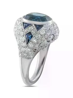 LB EXCLUSIVE Diamond And Sapphire Art Deco Platinum Ring