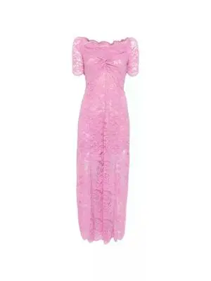 Rabanne Off-shoulder Lace Midi Dress - Pink