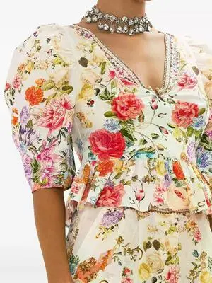 Camilla Floral Print Puff-sleeve Blouse