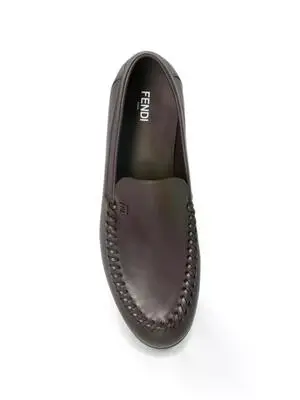 Fendi Whipstitch Detail Loafers - Brown