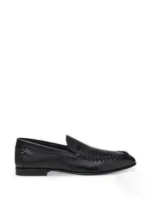 Fendi Logo Detail Stitching Loafers - Black