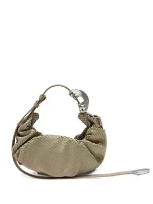 DIESEL® Grab-d Small Scrunched Hobo Bag In Snake-effect Leather - Neutrals
