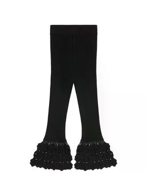 GANNI Floral Ribbed Trousers - Black
