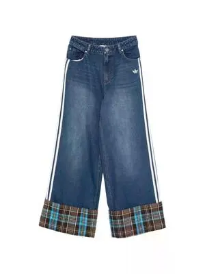 Adidas Side Stripe Check Cuffs Denim Trousers - Blue