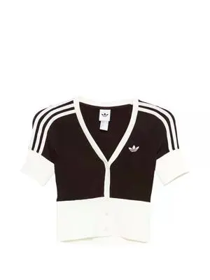 Adidas Stripe Short-sleeve Cardigan - Brown