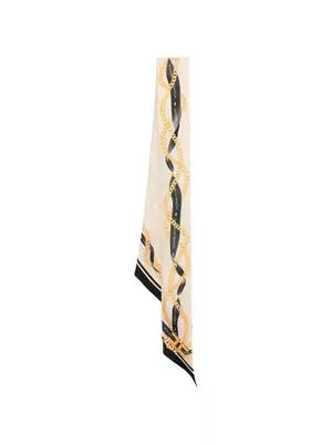 Elisabetta Franchi Chain-print Twilly Scarf - Neutrals