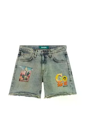 BARROW Graphic Frayed Shorts