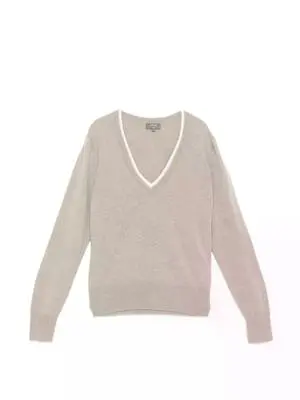 N.peal Lace-trim V-neck Sweater - Neutrals