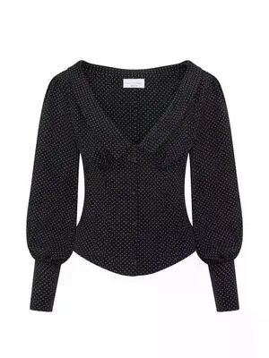 VIOLANTE NESSI Polka-dots V-neck Blouse - Black