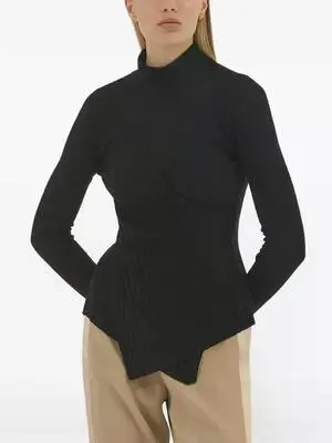 VIOLANTE NESSI Ribbed Turtleneck Top - Black