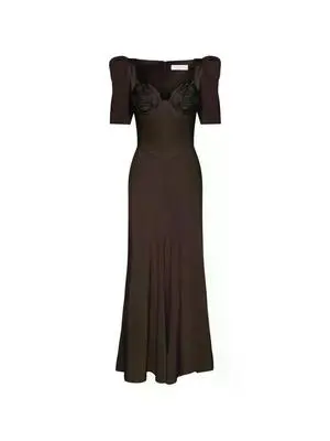 VIOLANTE NESSI Baccarat Sweetheart-neckline Maxi Dress - Brown