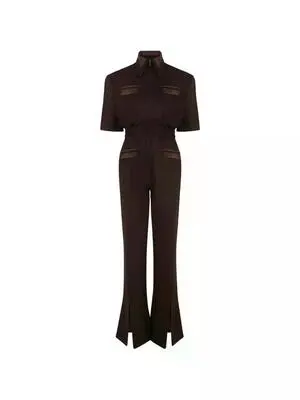 VIOLANTE NESSI Duse Strong Collar Split Jumpsuit - Brown