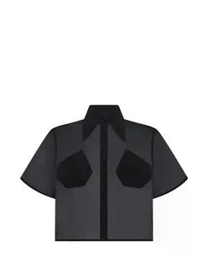 VIOLANTE NESSI Lea Embroidered Cropped Shirt - Black