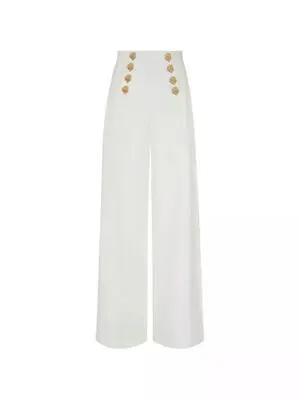VIOLANTE NESSI Viotti Button Wide-leg Pallazo Pants - White