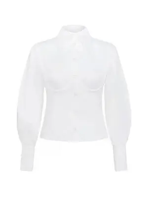 VIOLANTE NESSI Bellezza Corset Puffed-sleeve Shirt - White