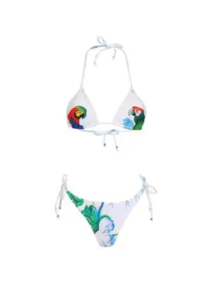 AMIR SLAMA Printed Tie-side Bikini - White