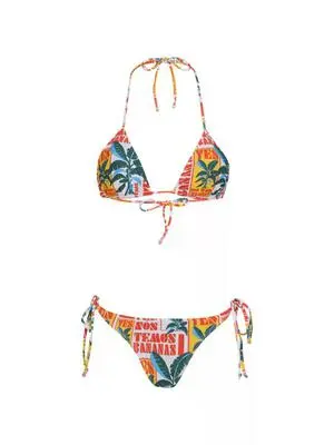AMIR SLAMA Printed Side-tie Bikini - Yellow